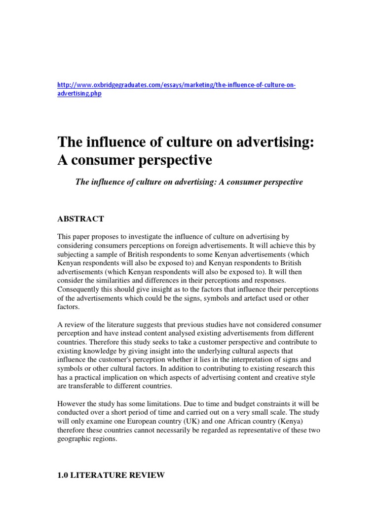 The Influence of Culture on Advertising | Advertising | Perception