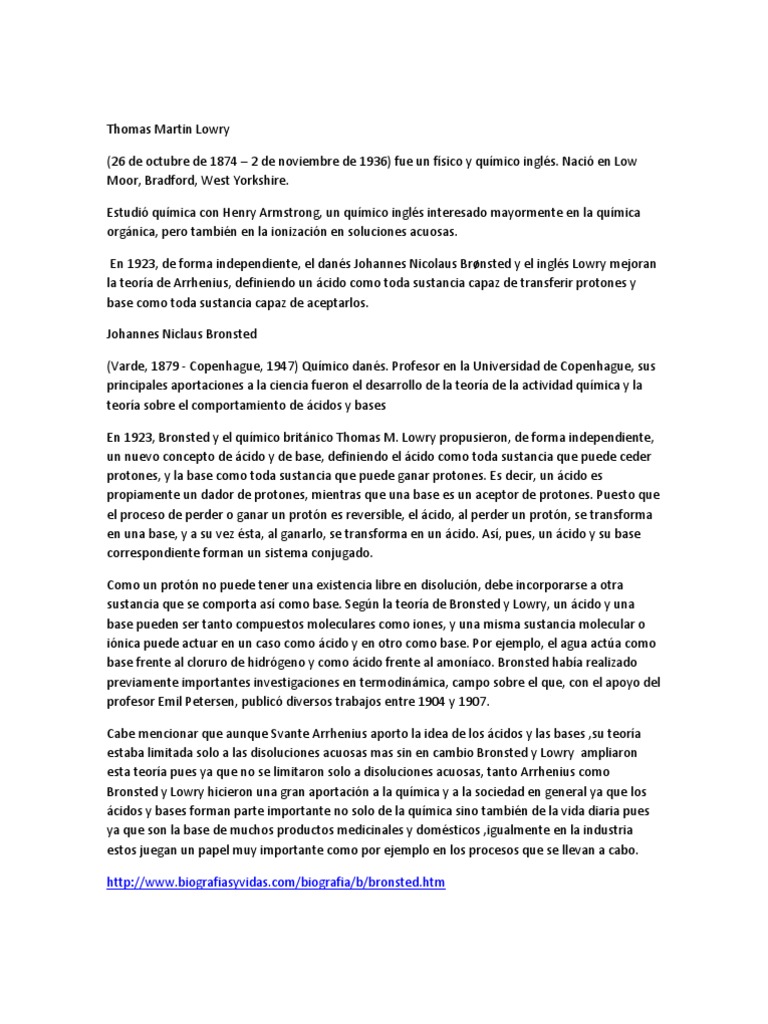 Thomas Martin Lowry | PDF | Ácido | Química