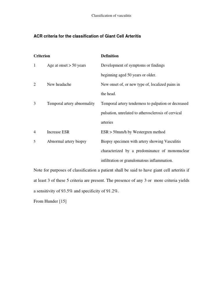 ACR Classification | PDF | Health Sciences | Diseases And Disorders