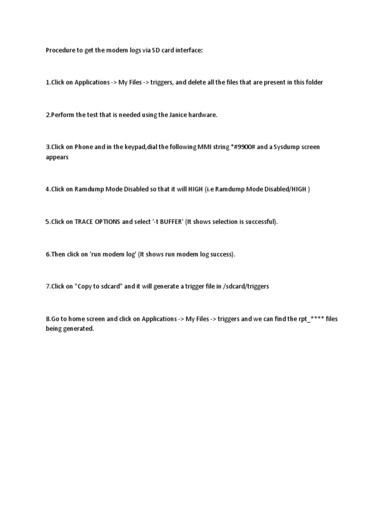 Get modem logs via SD card | PDF | Modem | Computer File