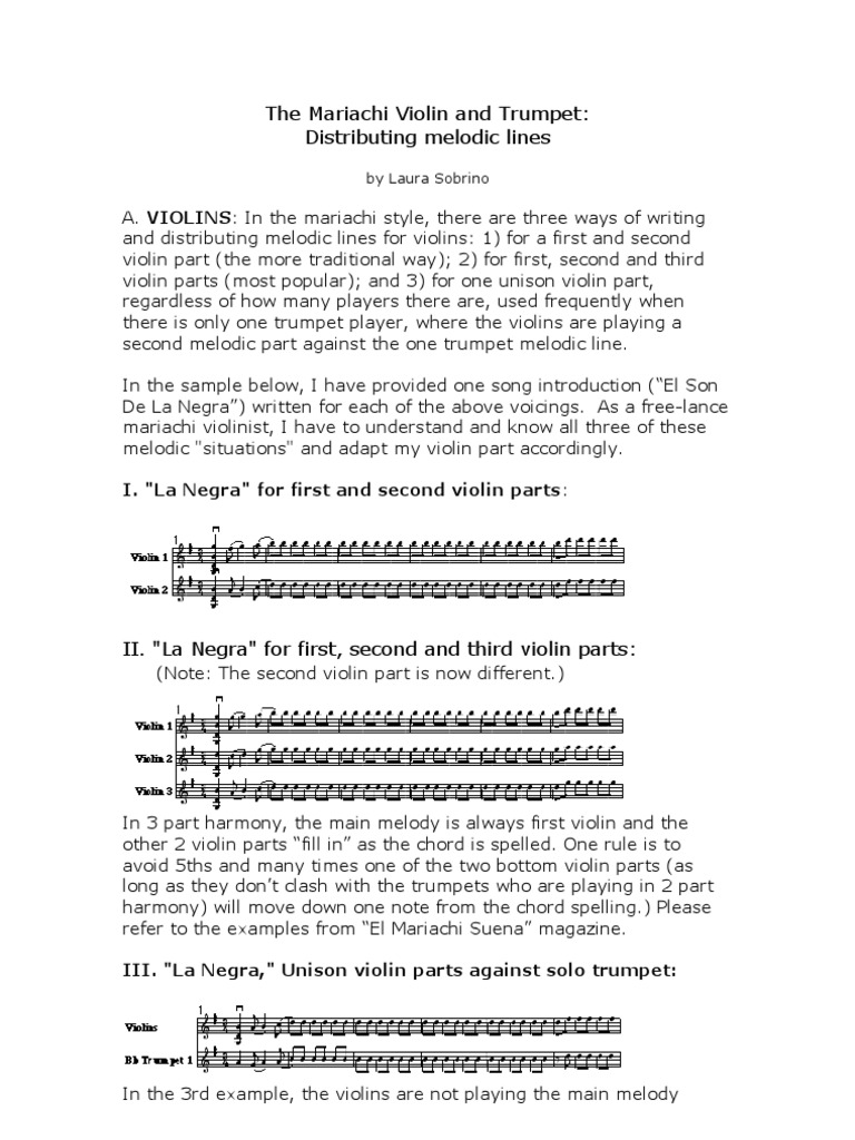 Mariachi Violin and Trumpet Harmony Guide | PDF | Violin | Harmony