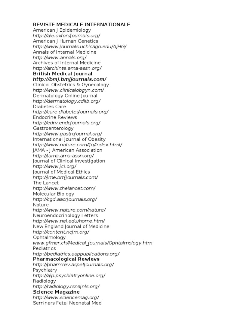 Reviste Medicale Internationale | PDF
