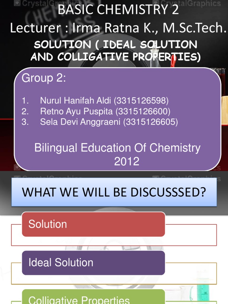 New Basic Chemistry 2 Solution (Ideal Solution and Colligative Properties | PDF | Solution ...