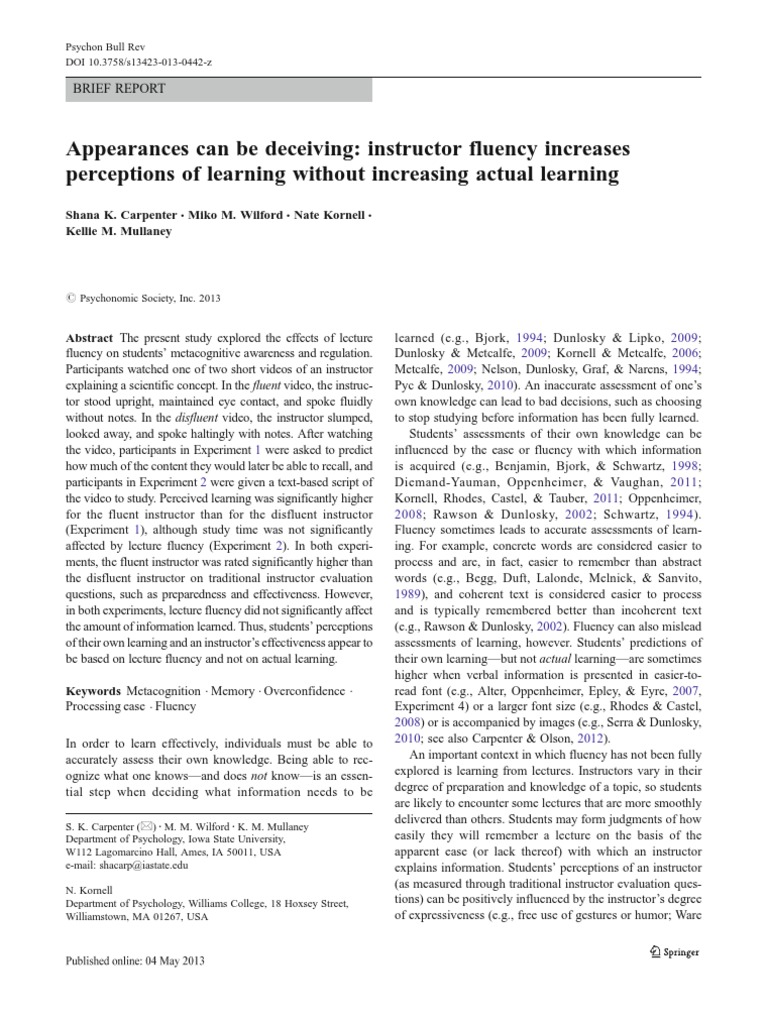 Appearances Can Be Deceiving | PDF | Lecture | Metacognition
