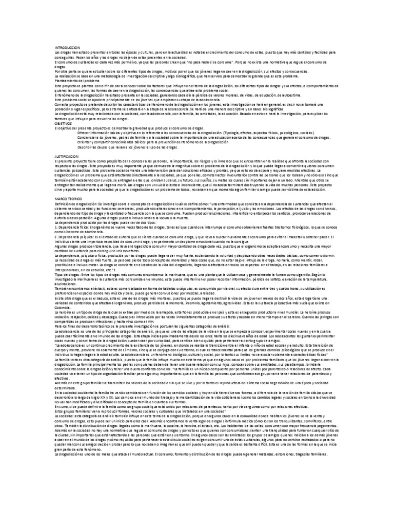 INTRODUCCION DRogadiccion | PDF | La dependencia de sustancias | Drogas