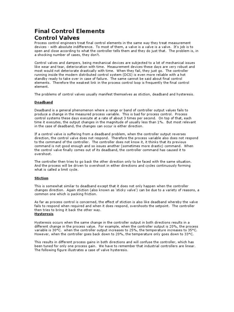 Understanding the Weaknesses of Final Control Elements: Deadband ...