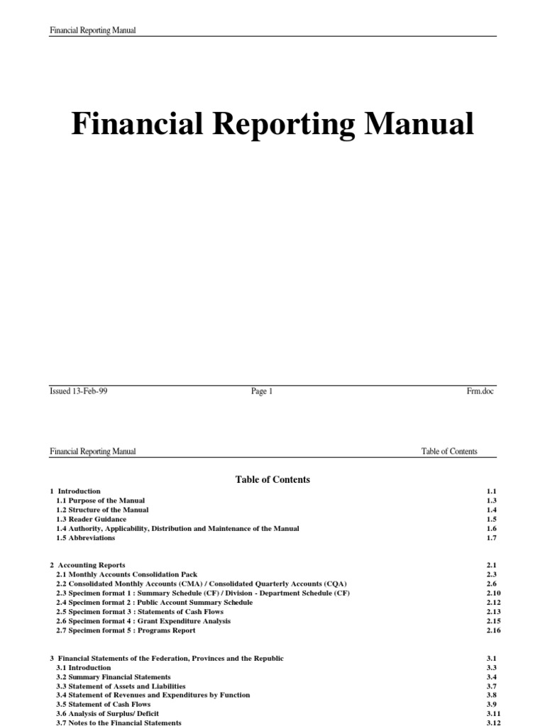 04 Financial Reporting Manual (PIFRA) | PDF