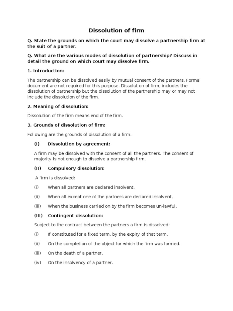 Dissolution of Firm | PDF | Partnership | Business Law