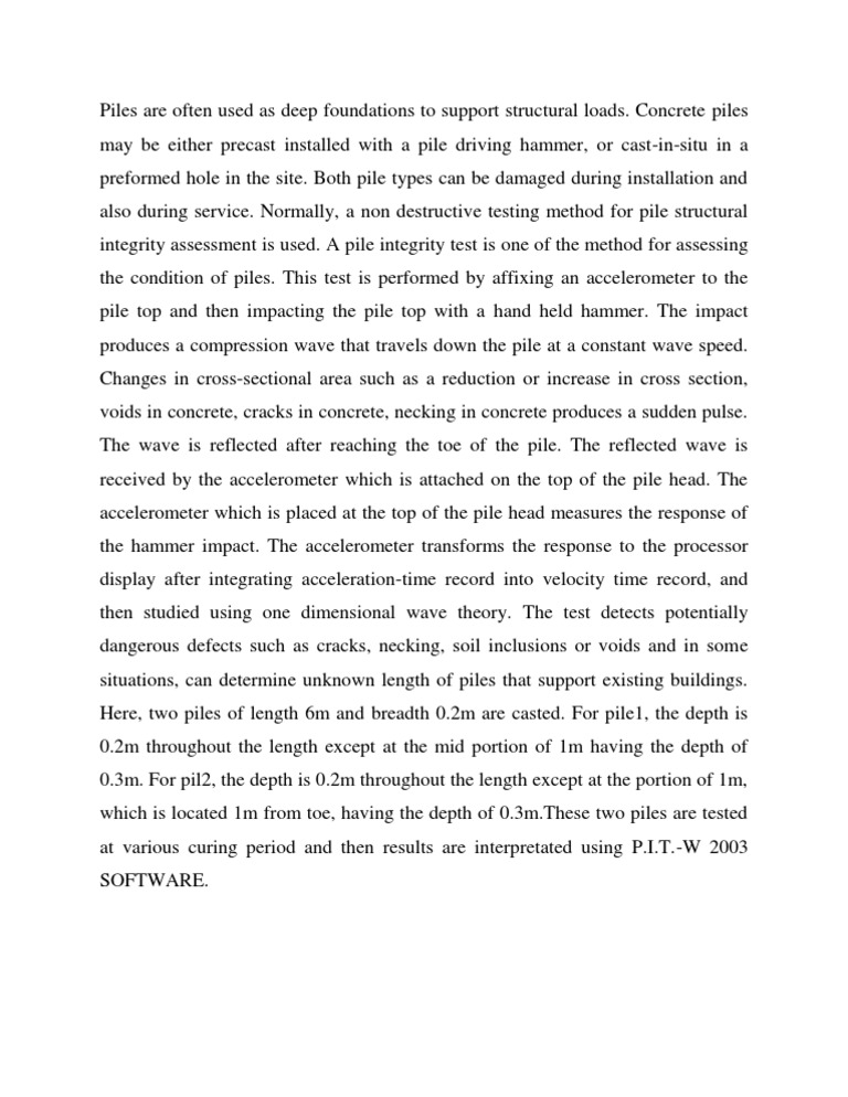 Evaluation of Pile Integrity Using Low Strain Pile Integrity Test: A ...