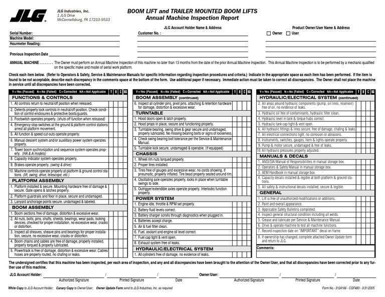 JLG Boom Annual Report | PDF | Elevator | Leak