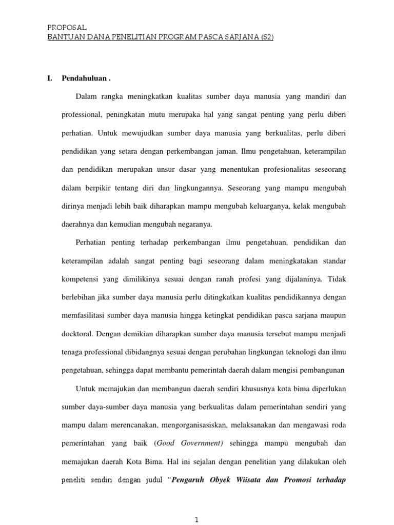 Proposal Dana Penelitian S2 Bima | PDF