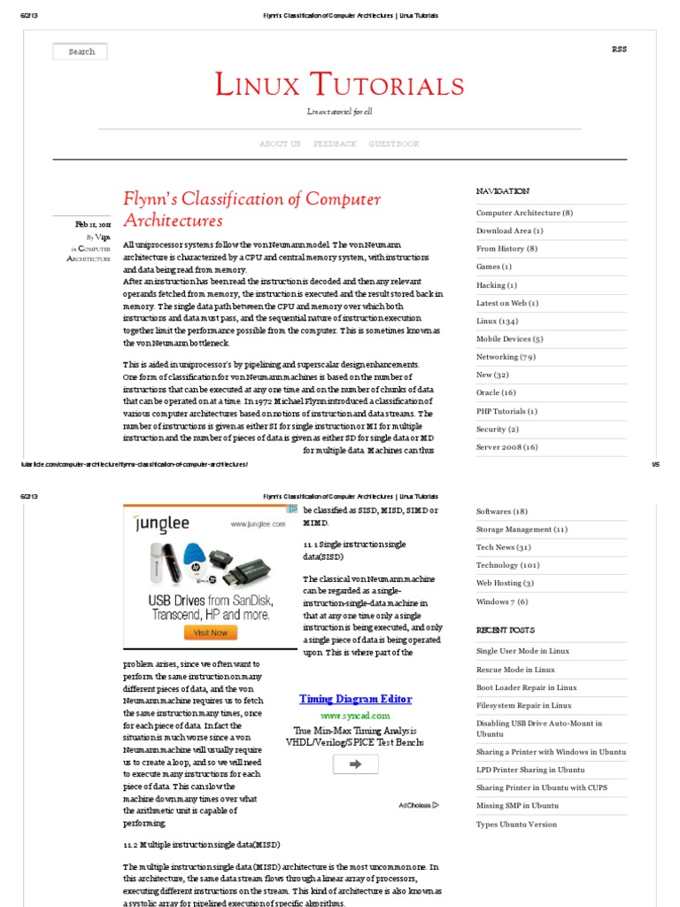 Flynn’s Classification of Computer Architectures | Central Processing ...
