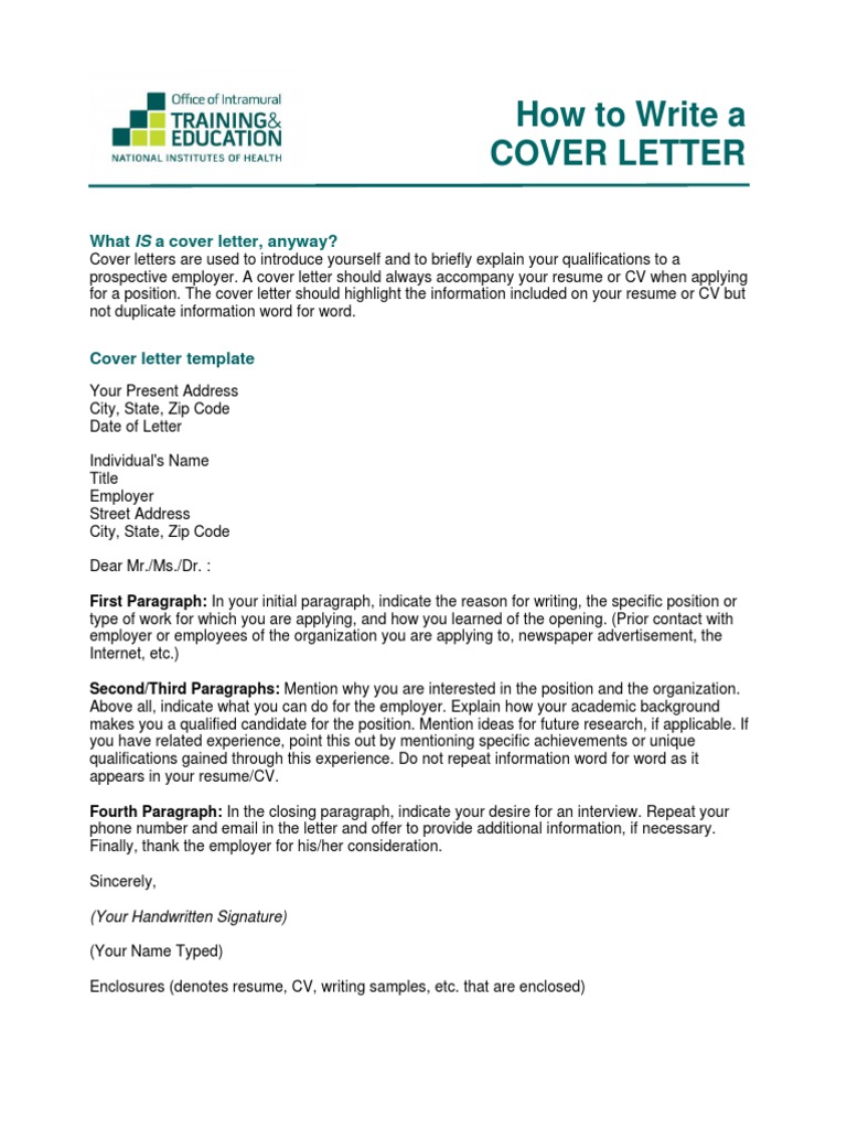 Writing A Cover Letter | PDF | Résumé | Paragraph
