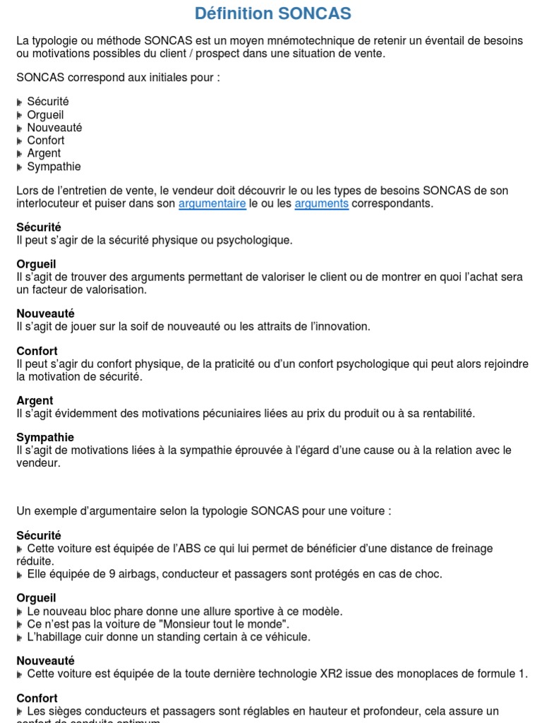 SONCAS | PDF | Voitures | Sodles