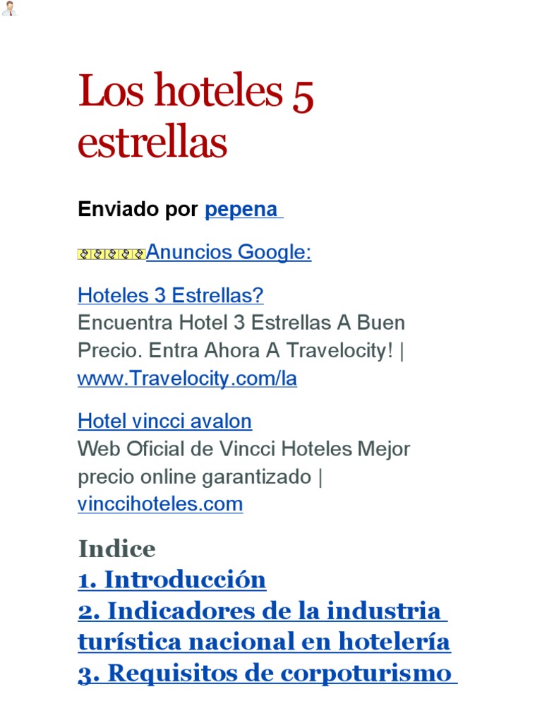 Requisitos y características de hoteles 5 estrellas | PDF | Hotel | Turismo