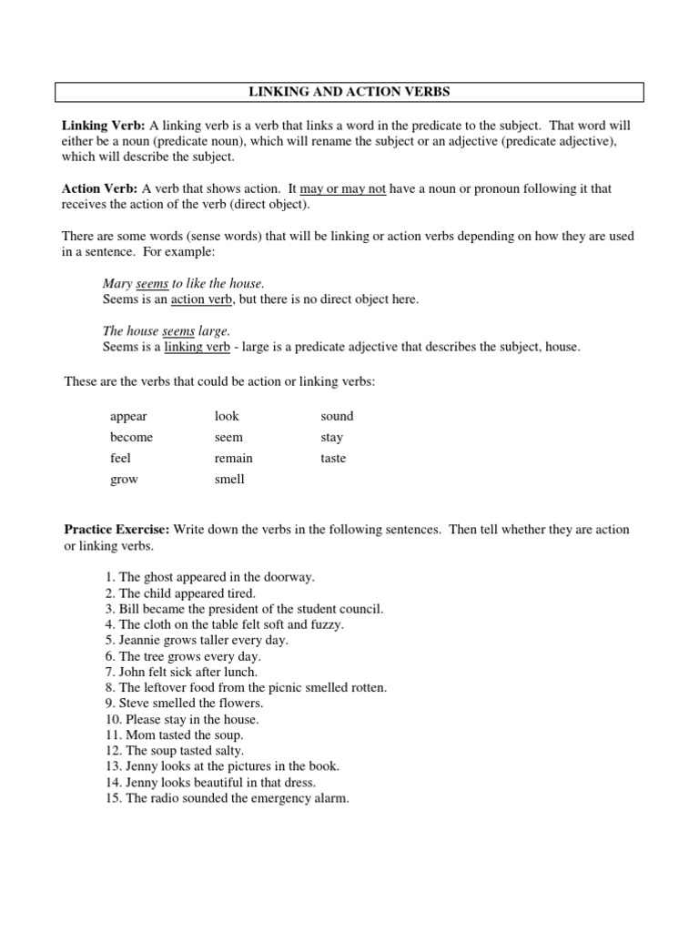 Introduction To Verbs | PDF | Verb | Subject (Grammar)
