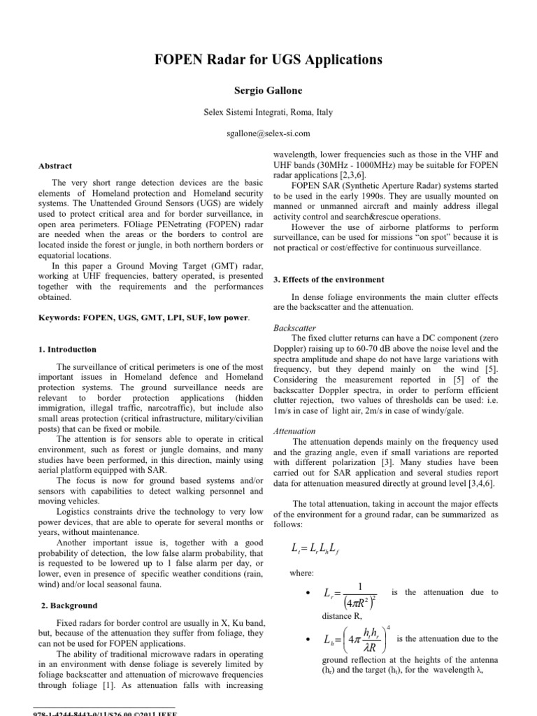 Fopen SELEX | Download Free PDF | Radar | Ultra High Frequency