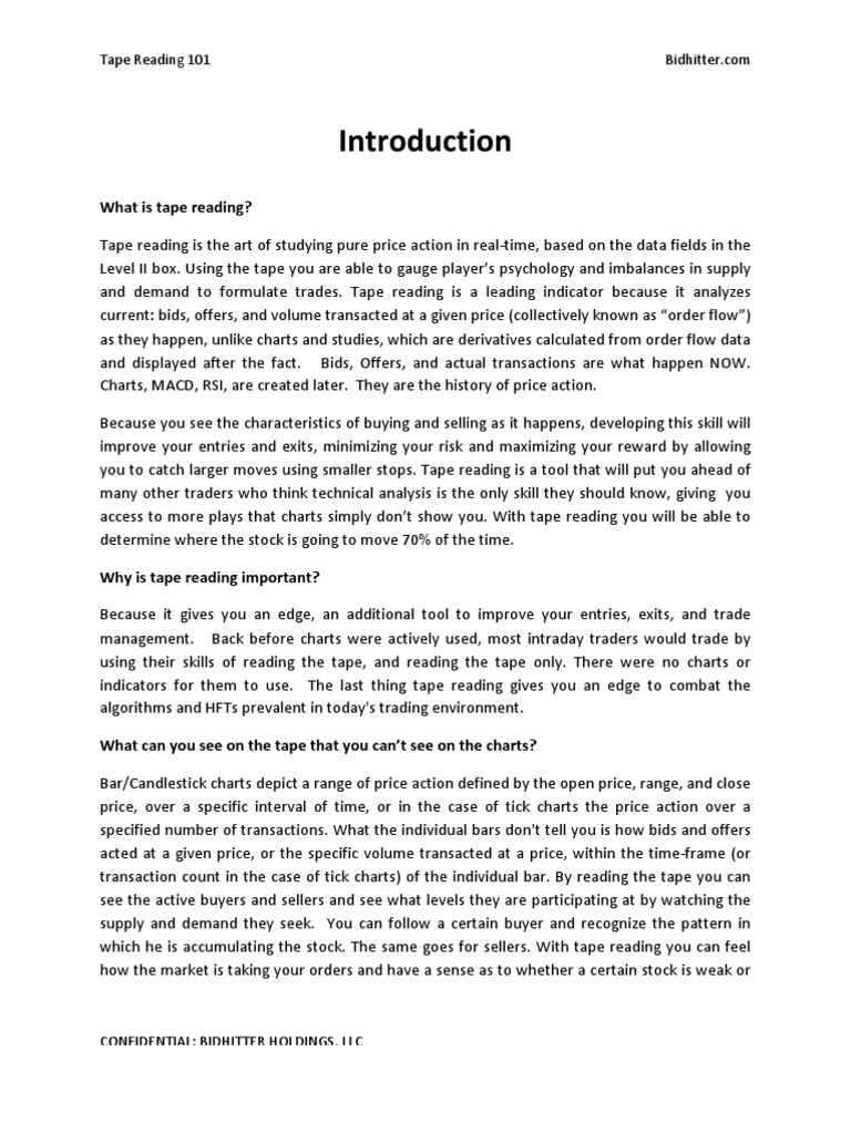 Tape Reading 101 Introduction | PDF | Day Trading | Stock Market