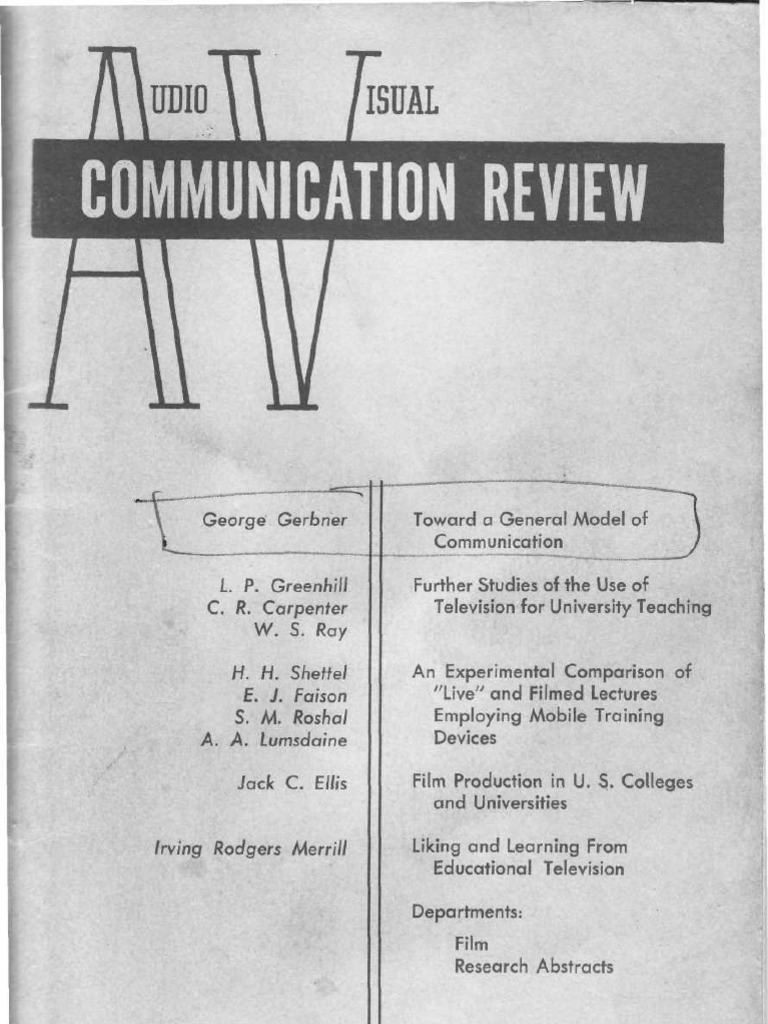 Toward A General Model of Communication | PDF | Perception | Communication