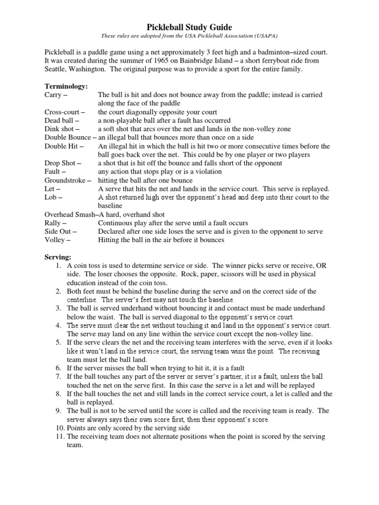 Pickleball Study Guide | Download Free PDF | Volleyball | Team Sports