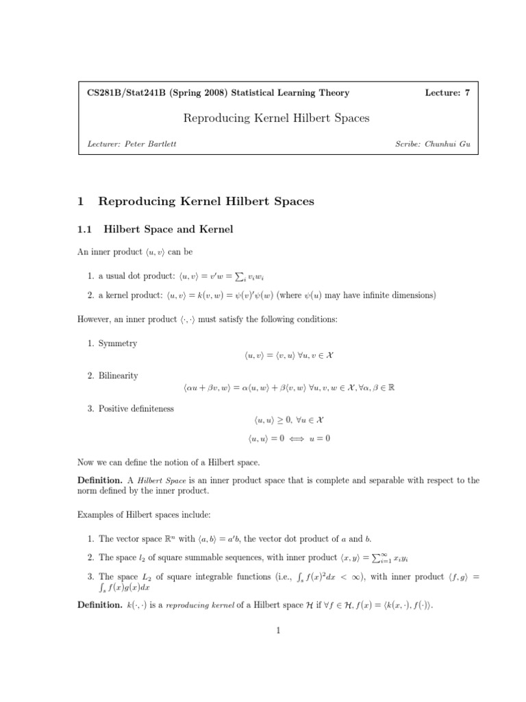 Reproducing Kernel Hilbert Spaces | PDF | Functional Analysis | Operator Theory
