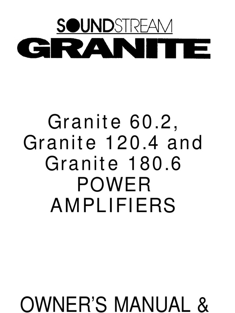 Soundstream Granite Amplifier Manual | PDF | Amplifier | Loudspeaker