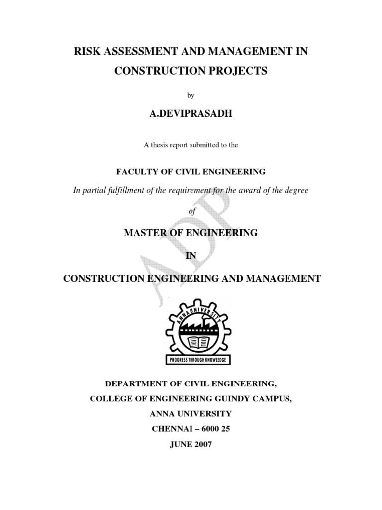 Risk Assessment and Management in Construction Projects | PDF | Risk ...