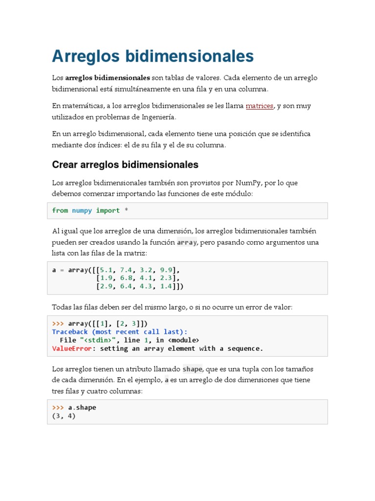 Arreglos Bidimensionales | Descargar gratis PDF | Estructura de datos ...