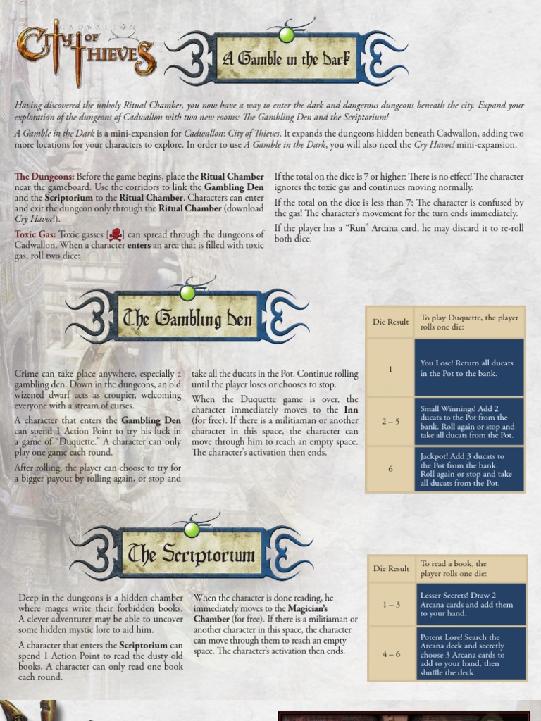 Cadwallon - City of Thieves - A Gamble in The Dark | PDF | Leisure ...