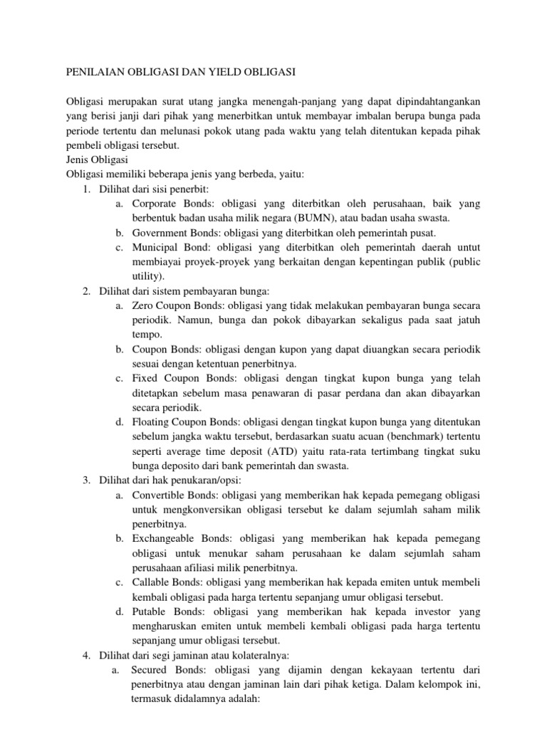 Penilaian Obligasi Dan Yield Obligasi | PDF