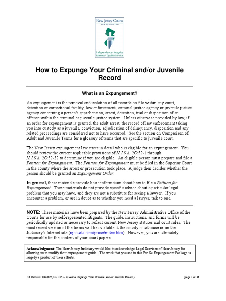 10557 Expunge Kit | Arrest | Probation