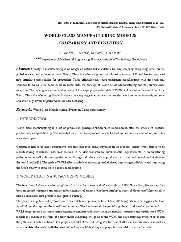 Evolution of World Class Manufacturing Models | PDF | Customer ...