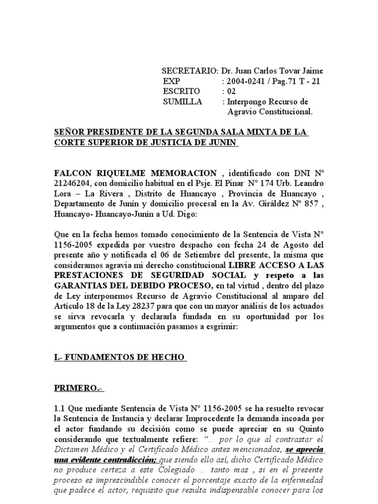 Agravio Const.2 | PDF | Derecho Constitucional | Derecho laboral