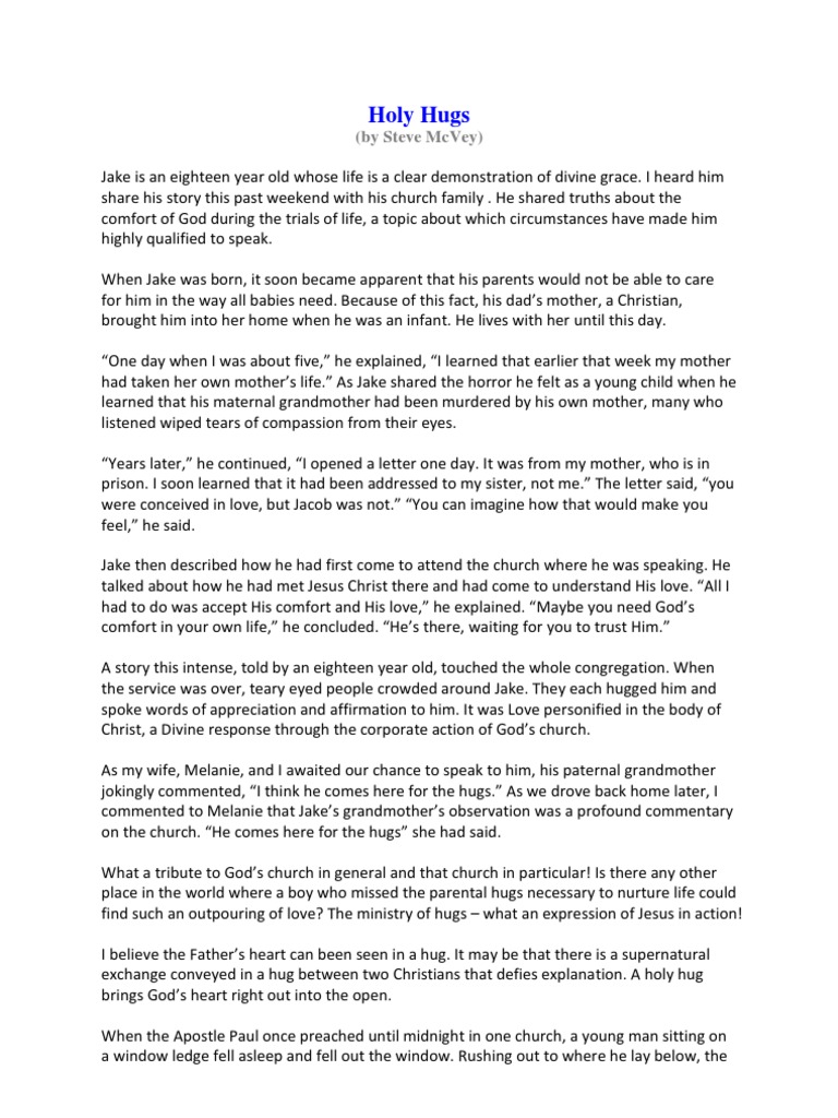 Holy Hugs (By Steve Mcvey) | PDF | Paul The Apostle | Jesus