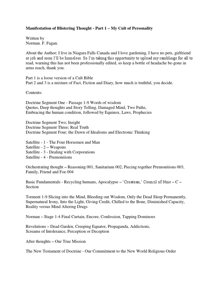 MBT Part 1 My Cult of Personality | PDF | God | Soul