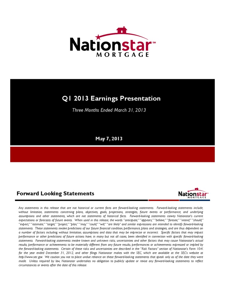 Nationstar q1 2013 | PDF | Earnings Before Interest | Profit (Accounting)