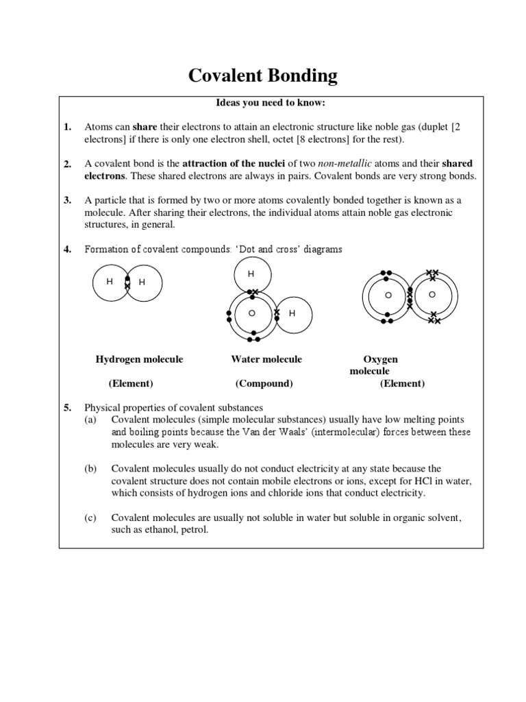Covalent Bonding Notes | PDF | Teaching Methods & Materials | Science ...
