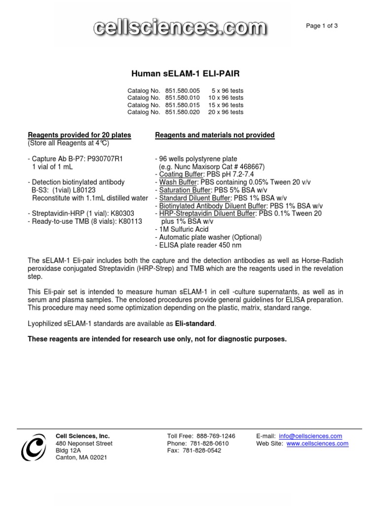 ELAM Kit | PDF | Elisa | Chemistry