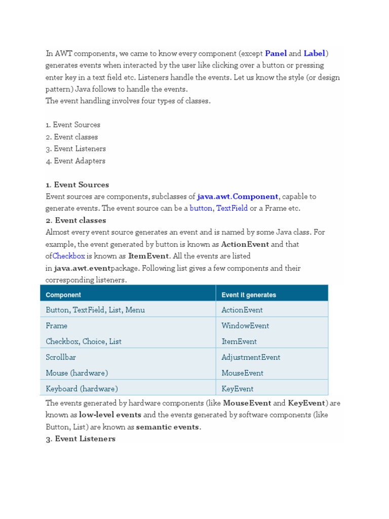 Java Event Handling | PDF | Java (Programming Language) | Class ... Java Event Handling | PDF | Java (Programming Language) | Class ...
