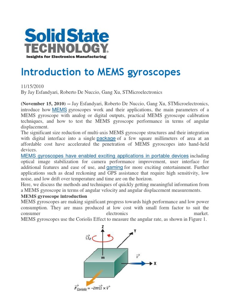 Understanding MEMS Gyroscopes: A Comprehensive Guide to MEMS Gyroscope Technology, Parameters ...