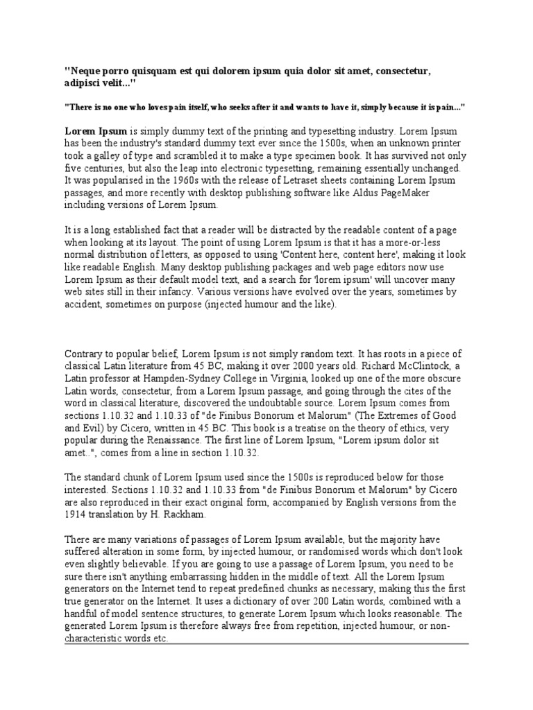 Understanding Lorem Ipsum Origins | PDF