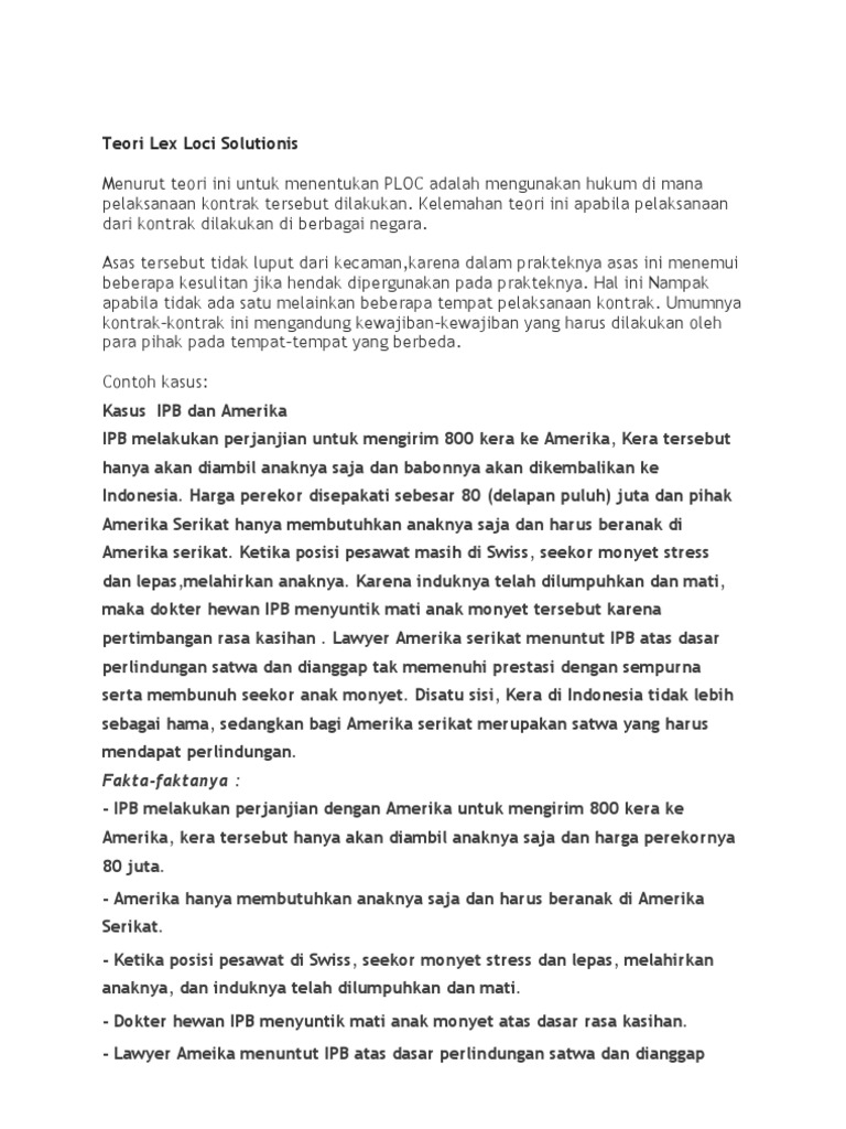 Teori Lex Loci Solutionis | PDF