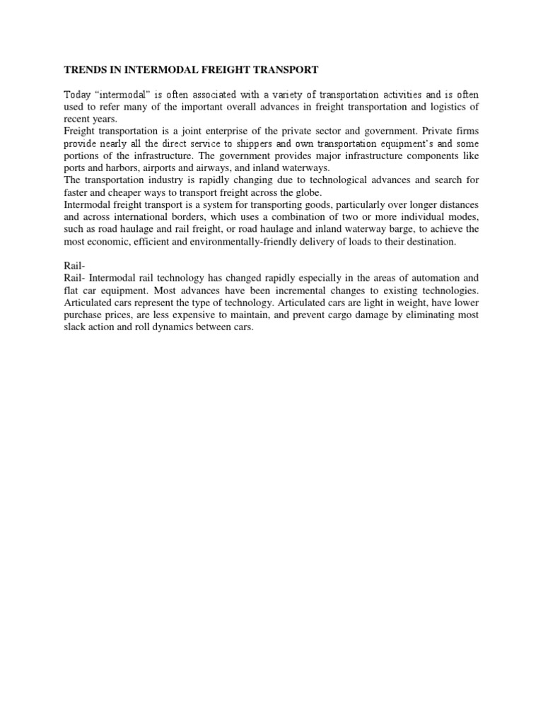 Trends in Intermodal Freight Transport | PDF | Cargo | Intermodal ...