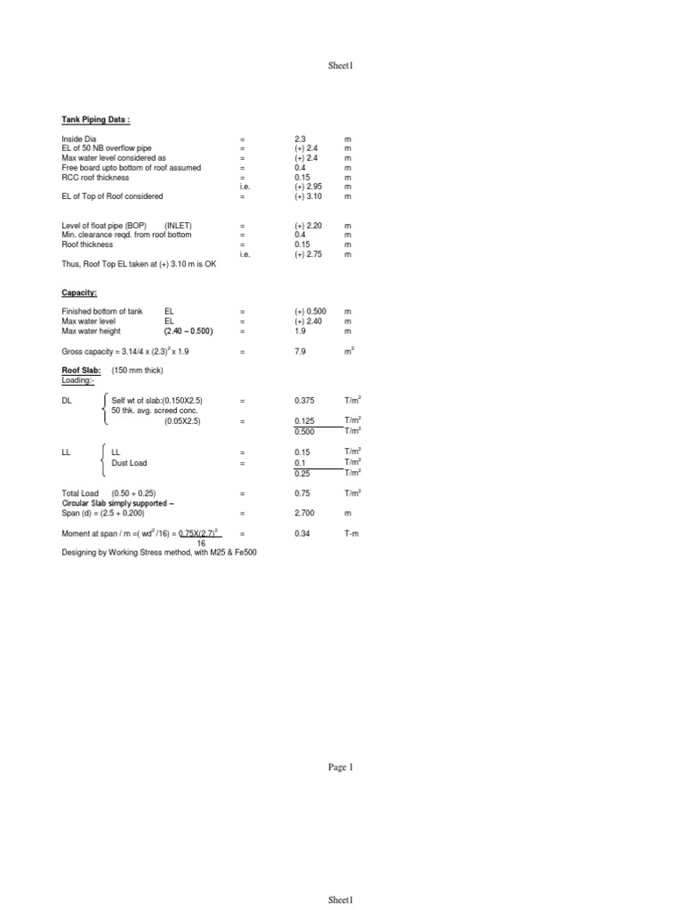 Water Tank Design Calc | PDF | Mechanics | Applied And ...