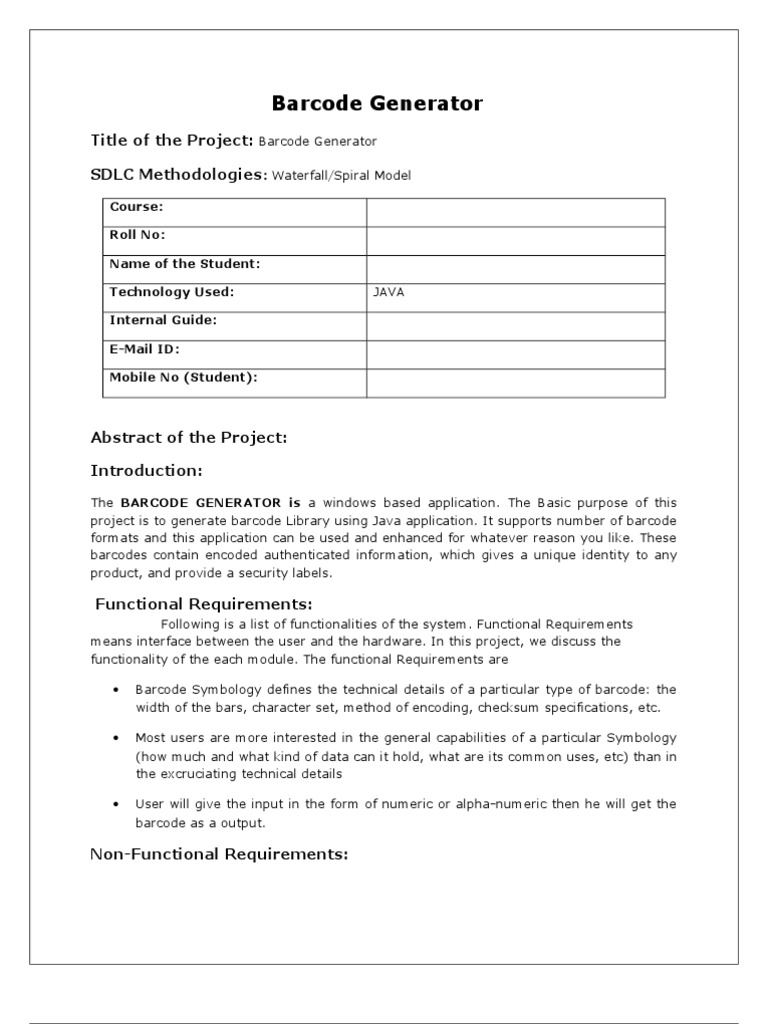 BarcodeGenerator Abstract | PDF | Barcode | Databases