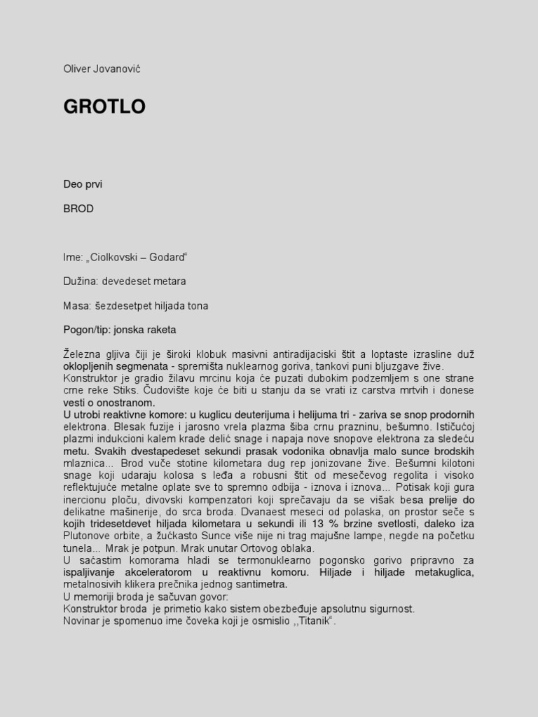 Grotlo - Oliver Jovanović | PDF