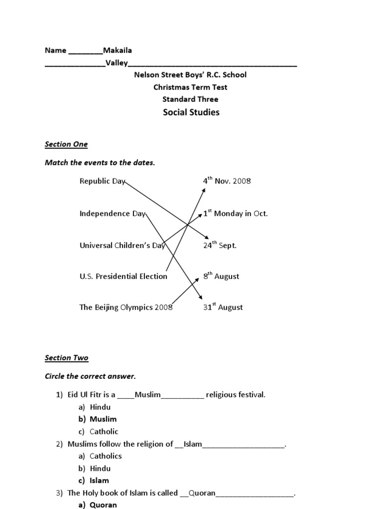 Social Studies STD 3 | PDF | Trinidad And Tobago | Religion And Belief