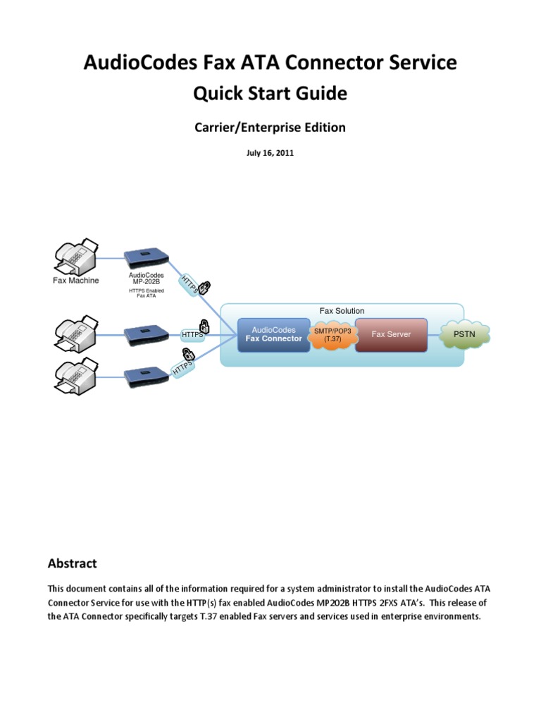 AudioCodes Fax Connector Quick Start Guide | PDF | Proxy Server | Port ...