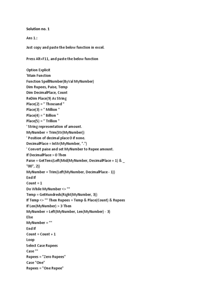 Conversion of Indian Rupees in Numbers To Text | PDF | Rupee | United ...