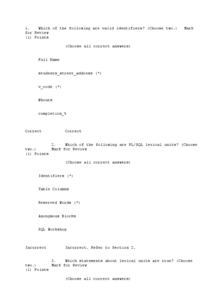 Oracle PL SQL Final Exam | PDF | Pl/Sql | Variable (Computer Science)